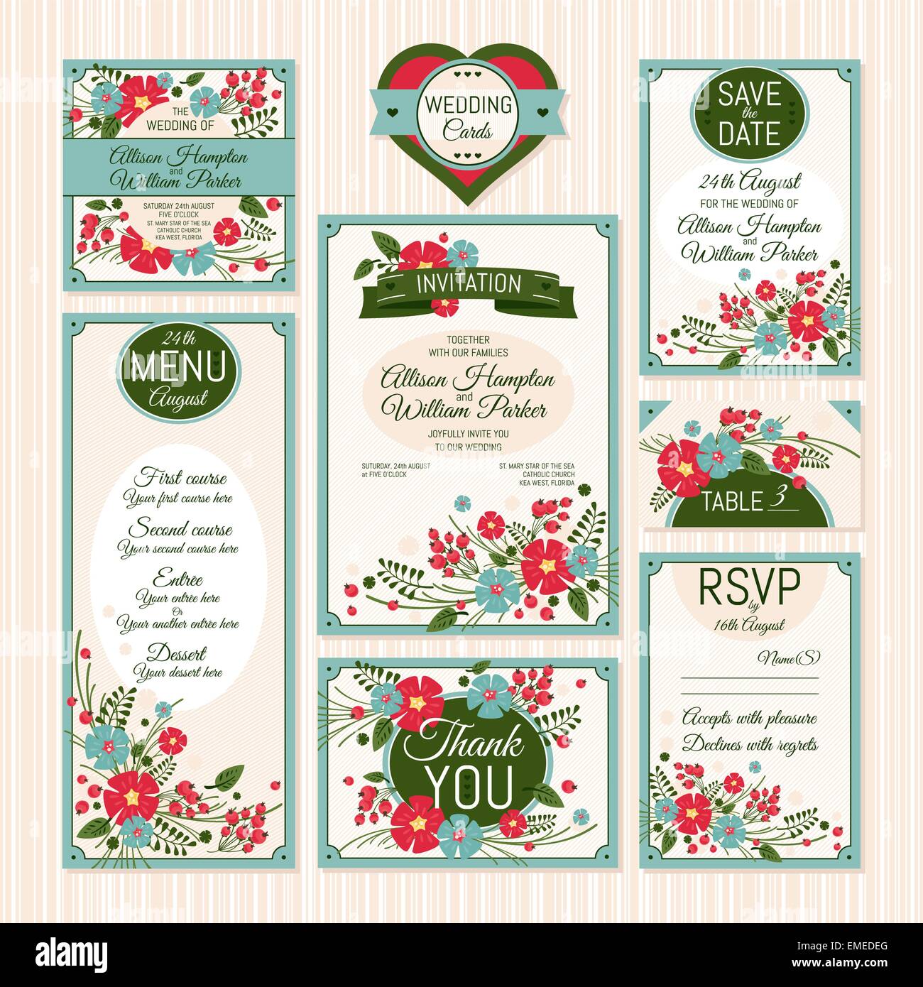 Set of wedding cards Stock Vector Image & Art - Alamy