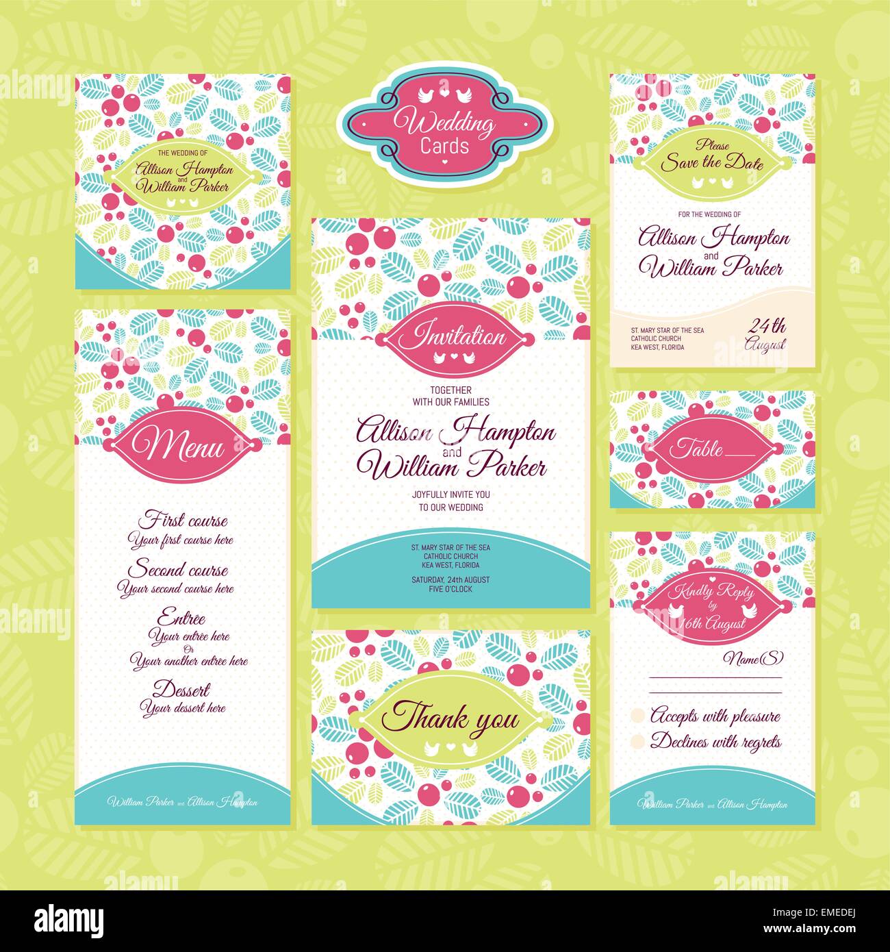 Set of wedding cards Stock Vector Image & Art - Alamy