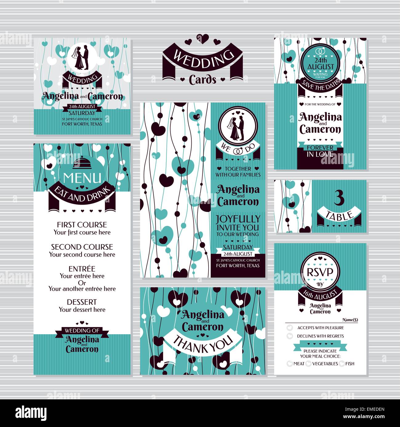 Set of wedding cards Stock Vector Image & Art - Alamy