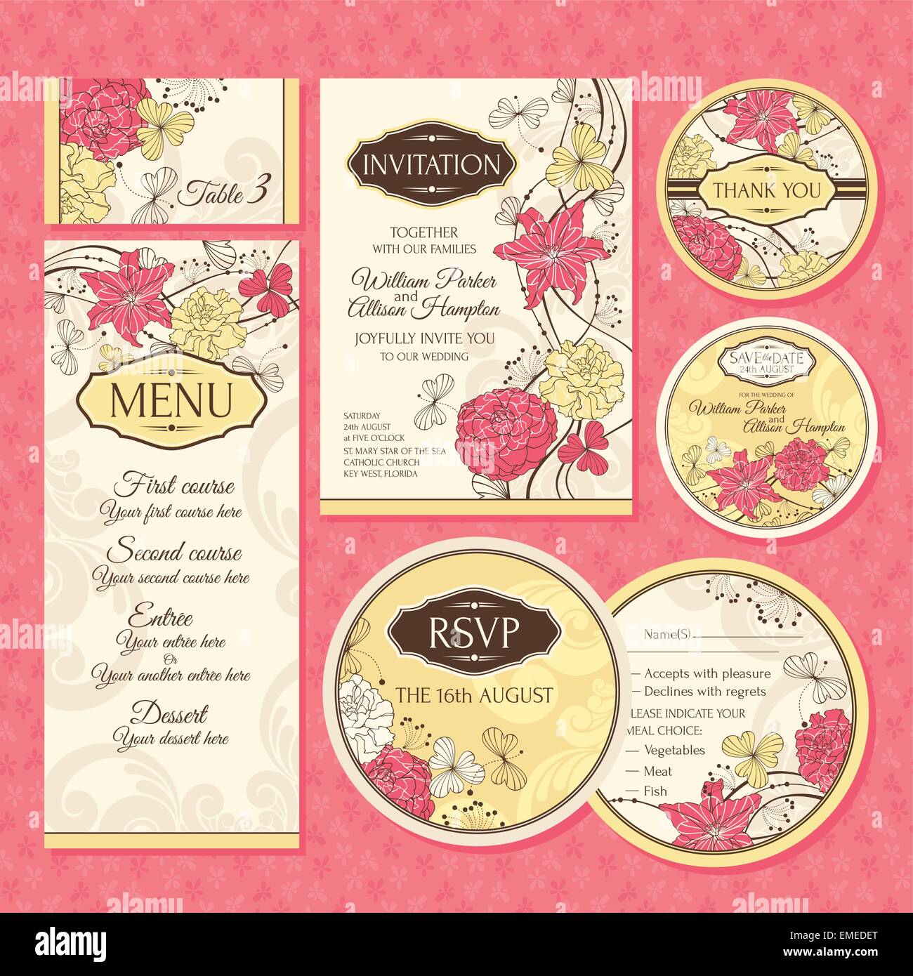 Set of wedding cards Stock Vector Image & Art - Alamy