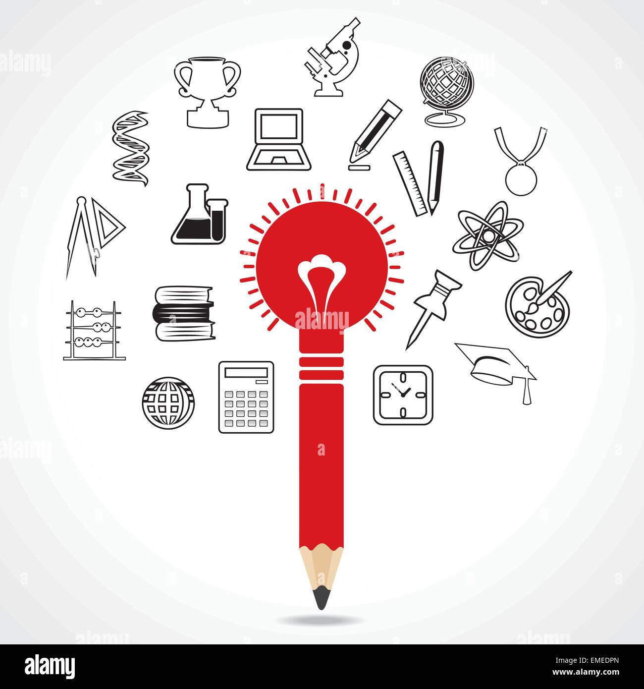 set of educational icon around pencil bulb-vector illustration Stock Vector Image & Art - Alamy