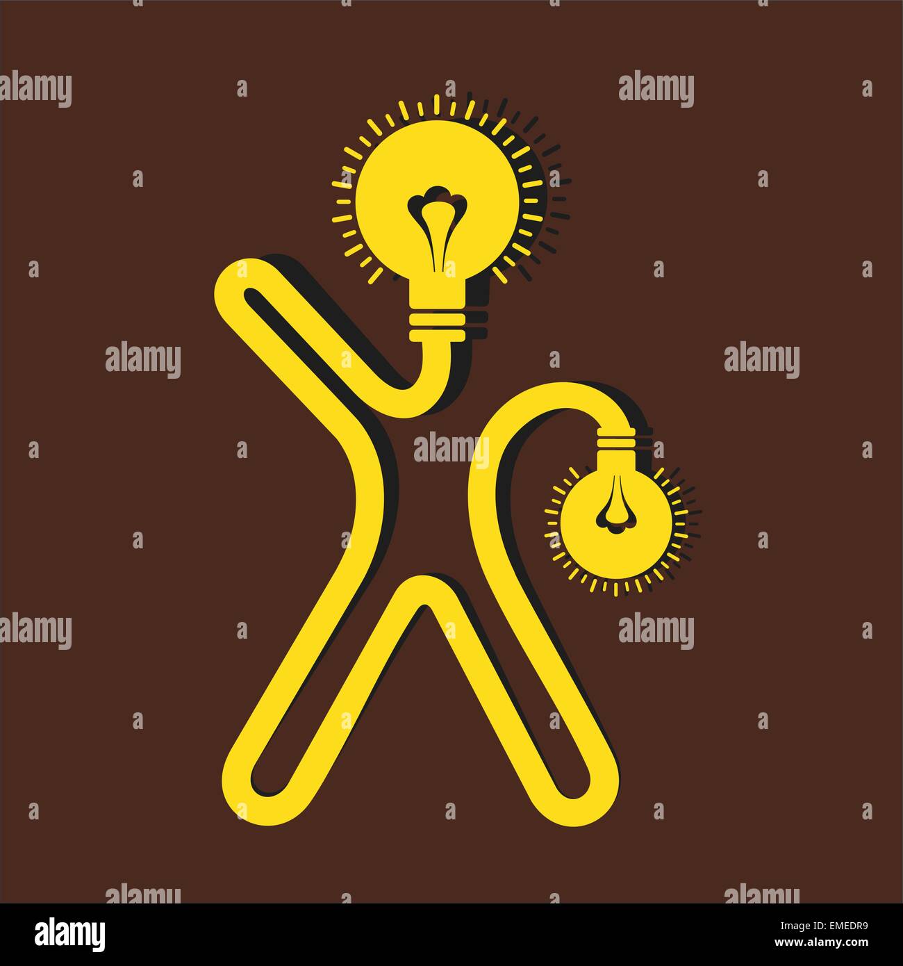 man icon with bulb face and hand-Vector Illustration Stock Vector Image ...