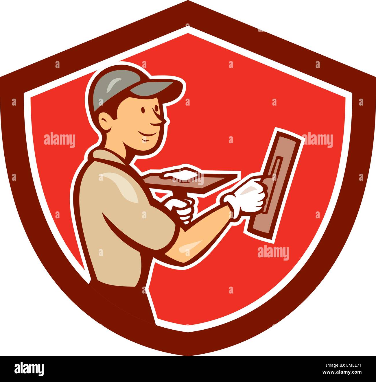 Plasterer Masonry Worker Shield Cartoon Stock Vector Image & Art - Alamy