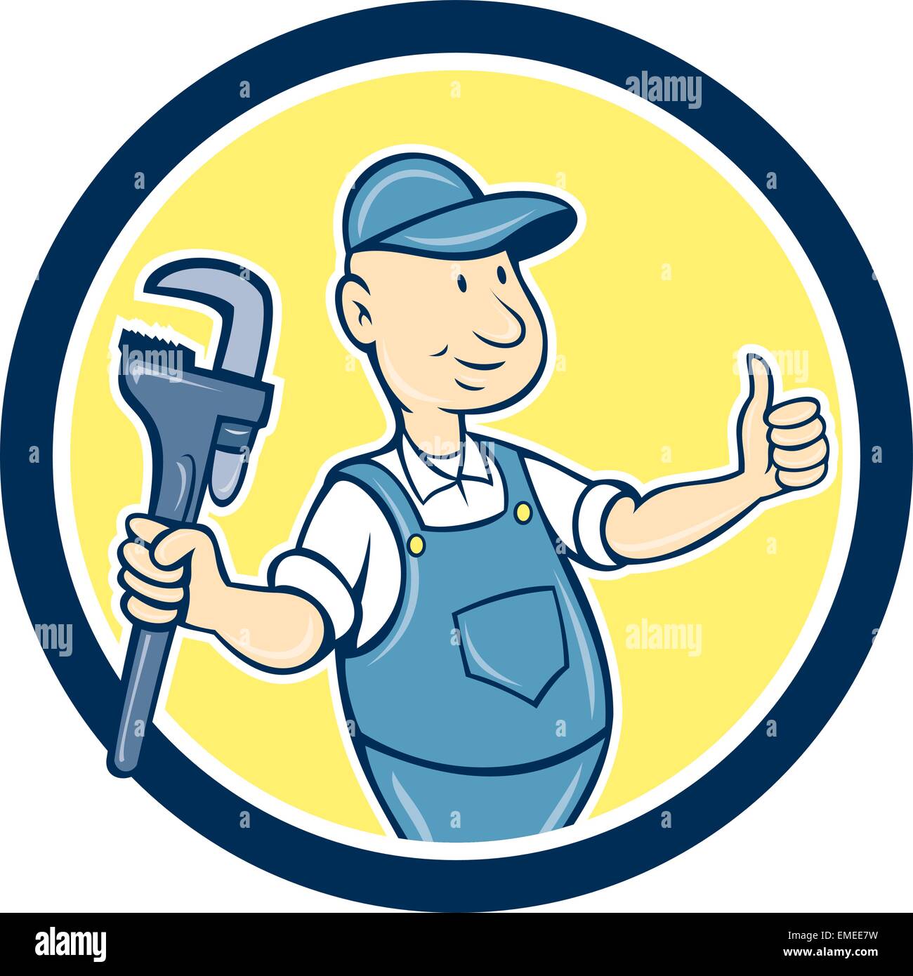 Plumber Monkey Wrench Thumbs Up Cartoon Stock Vector Image & Art - Alamy