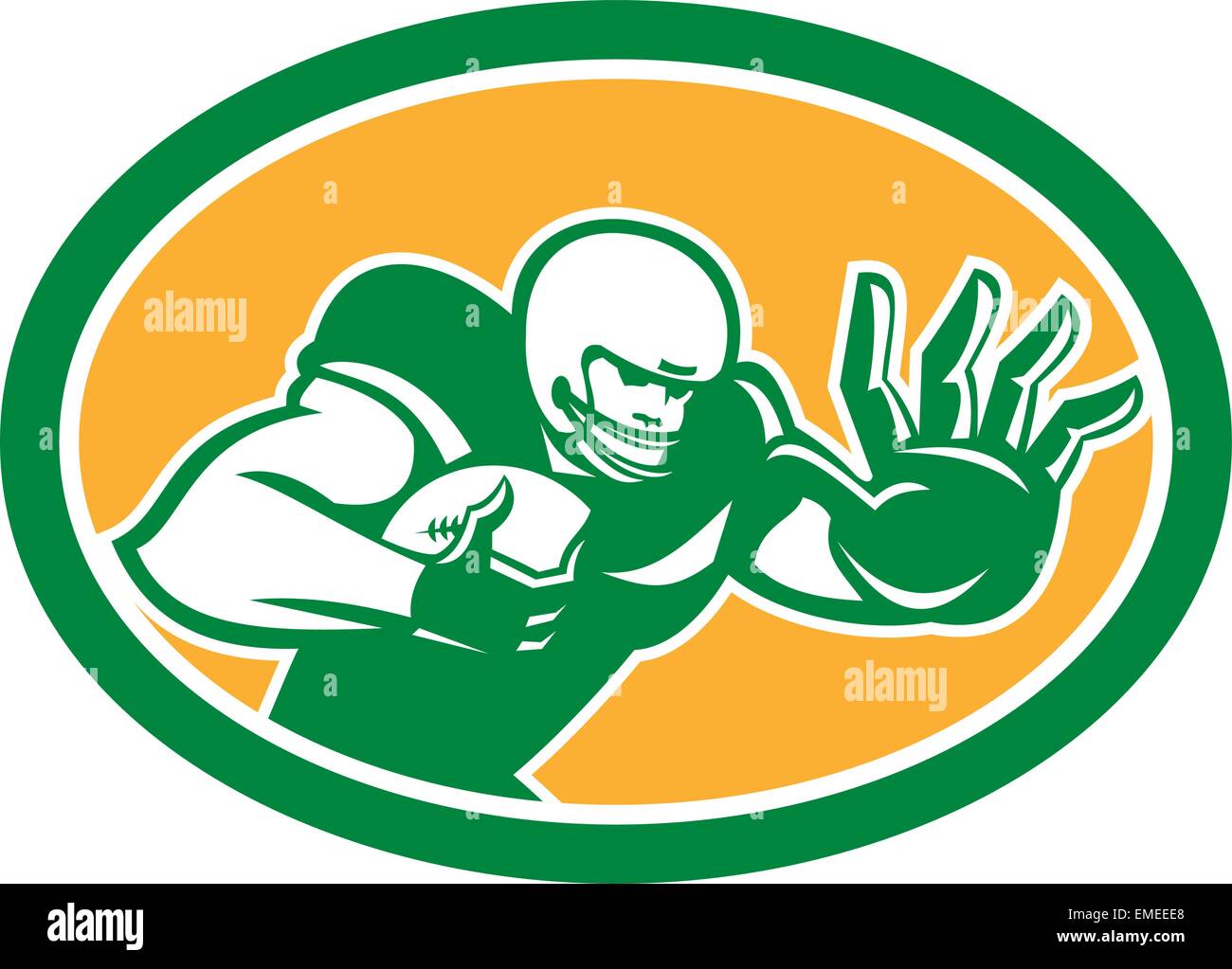 American Football Player Fend Off Oval Retro Stock Vector Image & Art ...