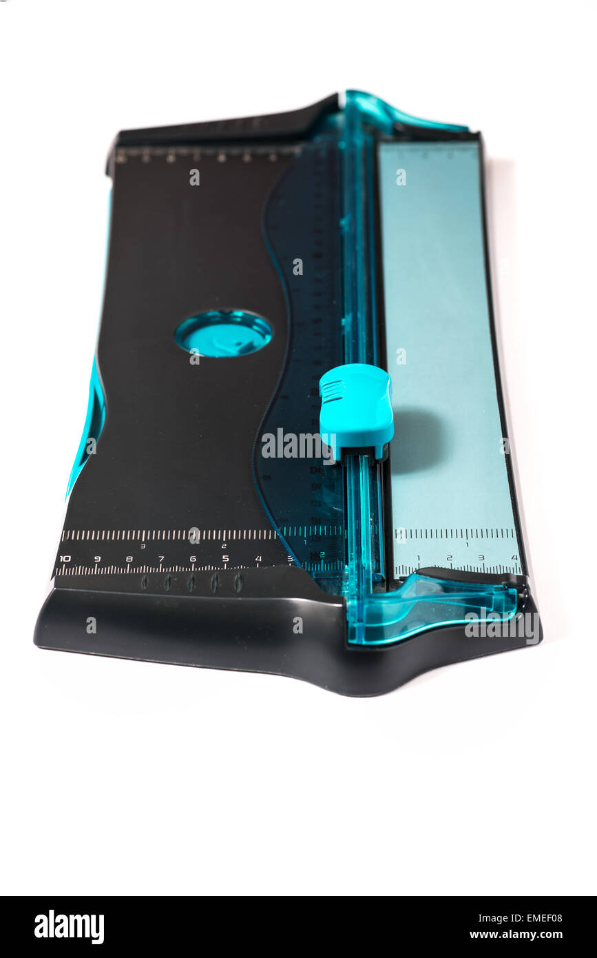 In the picture a vertical cutter paper made of plastic material Stock ...