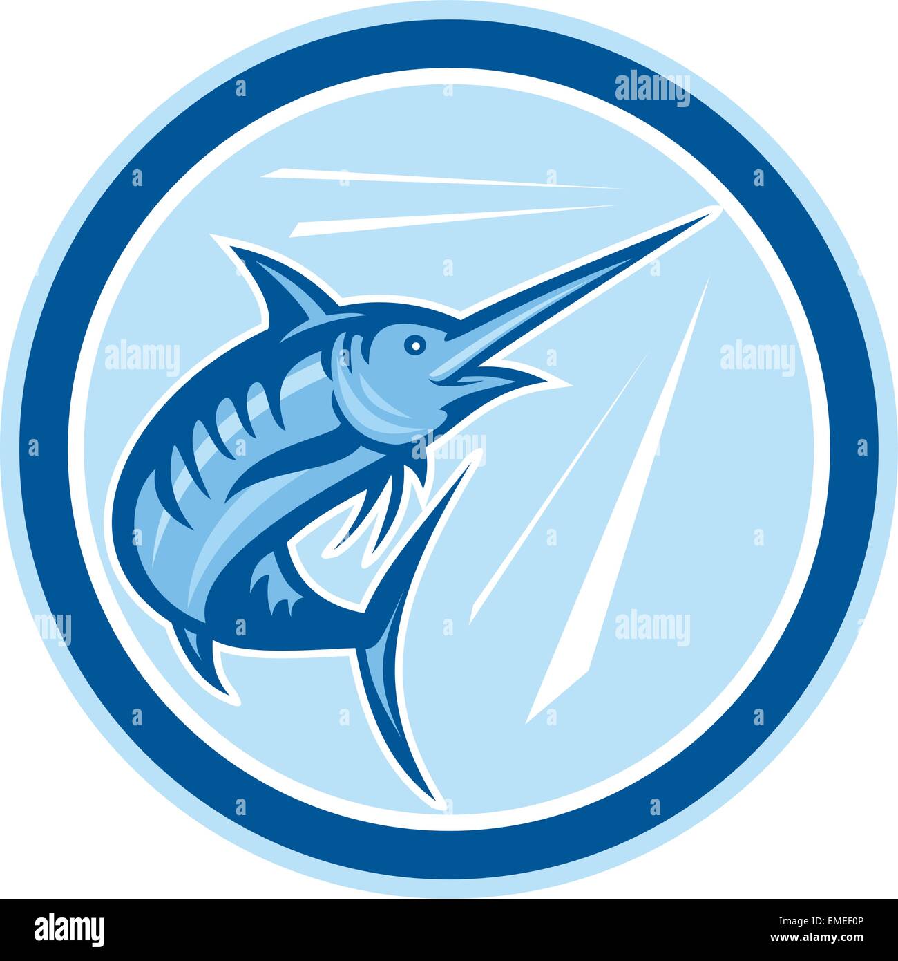 Blue Marlin Fish Jumping Circle Cartoon Stock Vector Image & Art - Alamy