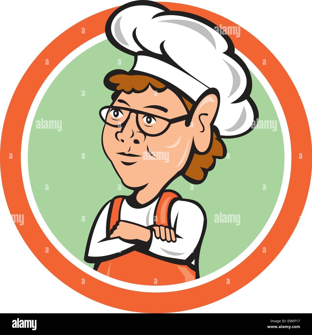Chef Cook Female Arms Folded Circle Cartoon Stock Vector Image & Art ...