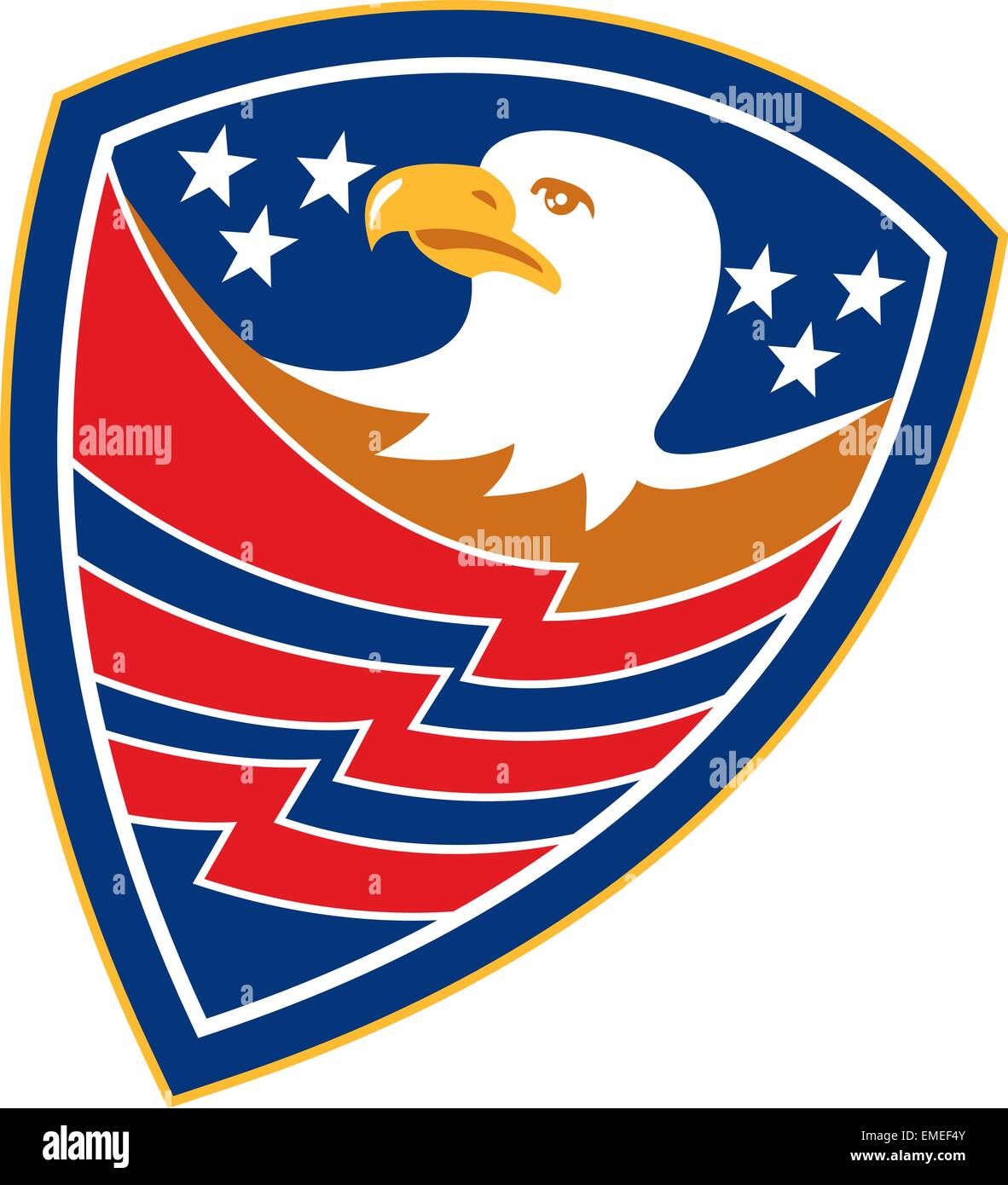American Bald Eagle Head Flag Shield Retro Stock Vector Image & Art - Alamy