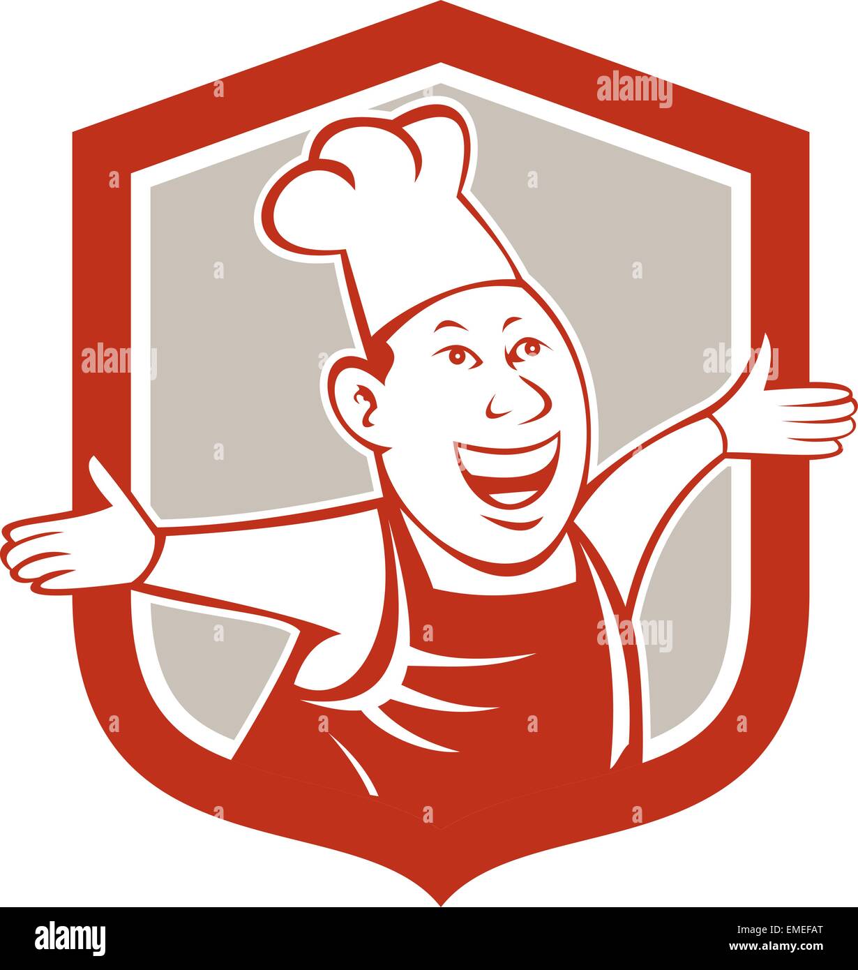 Chef Cook Happy Arms Out Shield Cartoon Stock Vector Image & Art - Alamy