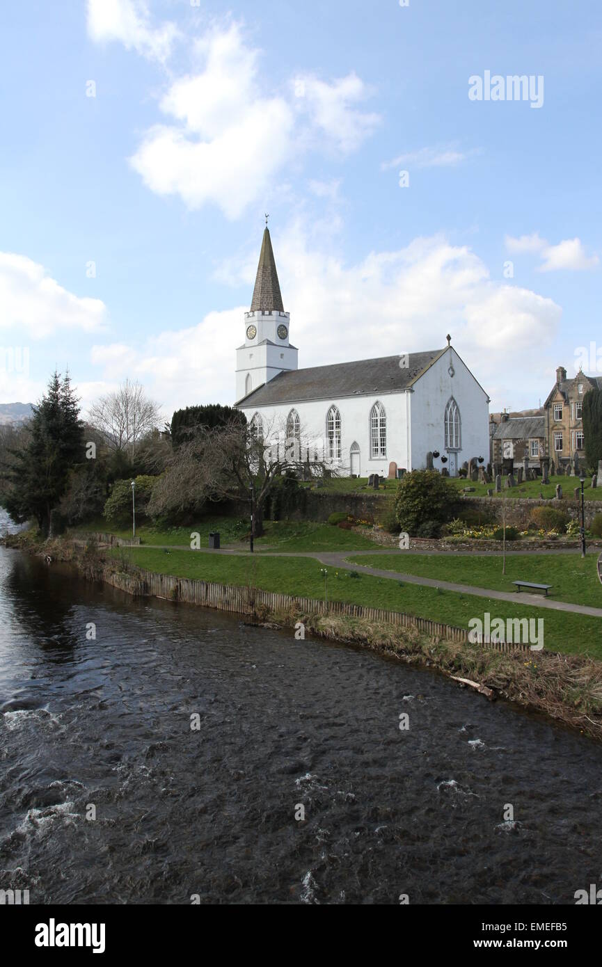 The White Church and River Earn Comrie Scotland April 2015 Stock Photo ...