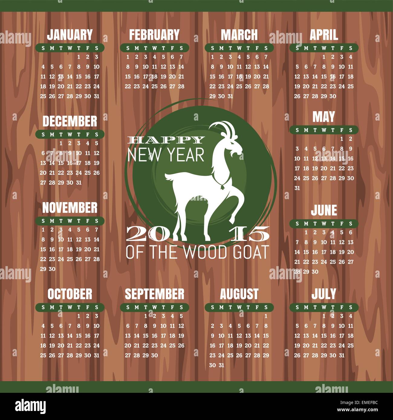 Year of the goat calendar Stock Vector Image & Art - Alamy