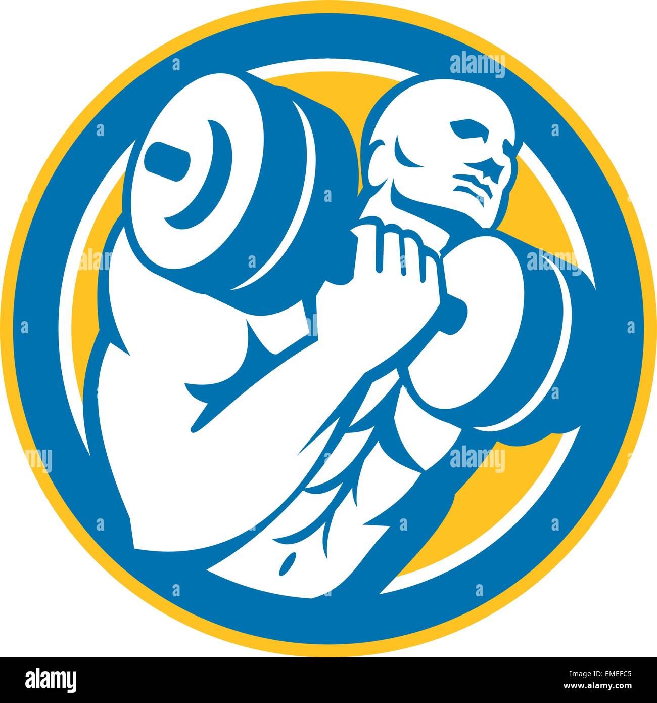 Bodybuilder Lifting Dumbbell Circle Retro Stock Vector Image & Art - Alamy