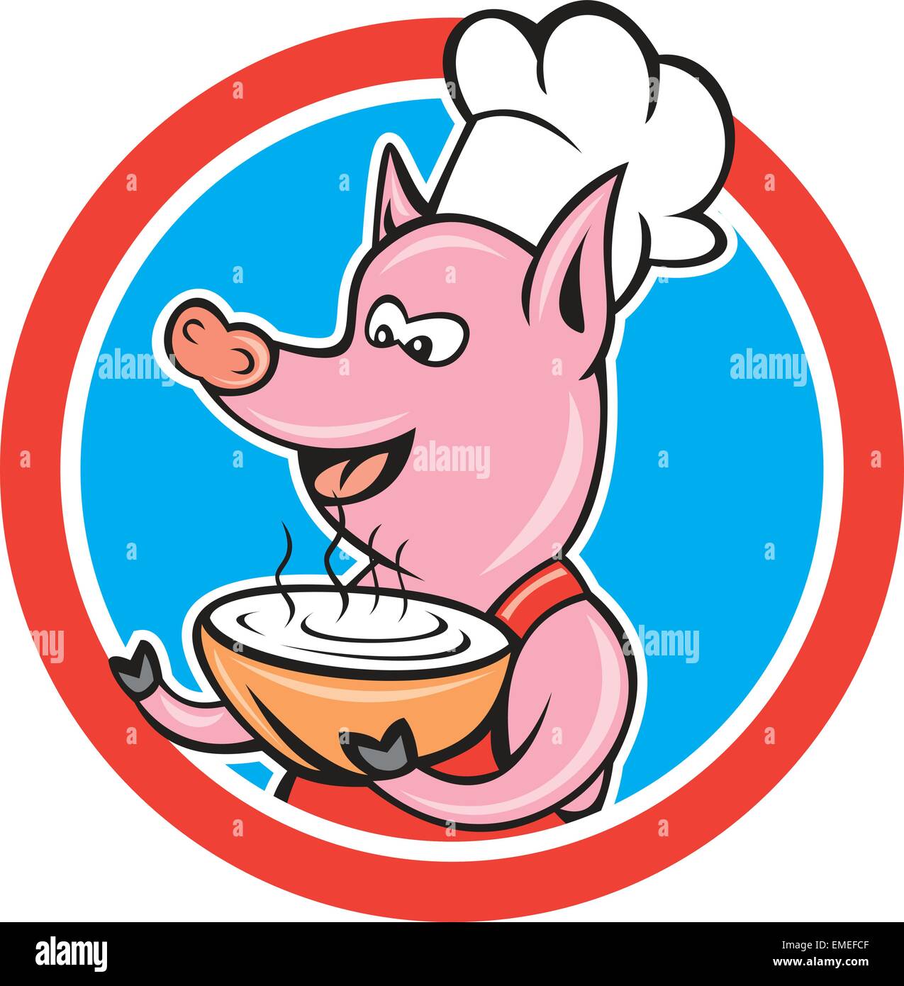 Pig Chef Cook Holding Bowl Circle Cartoon Stock Vector Image & Art - Alamy