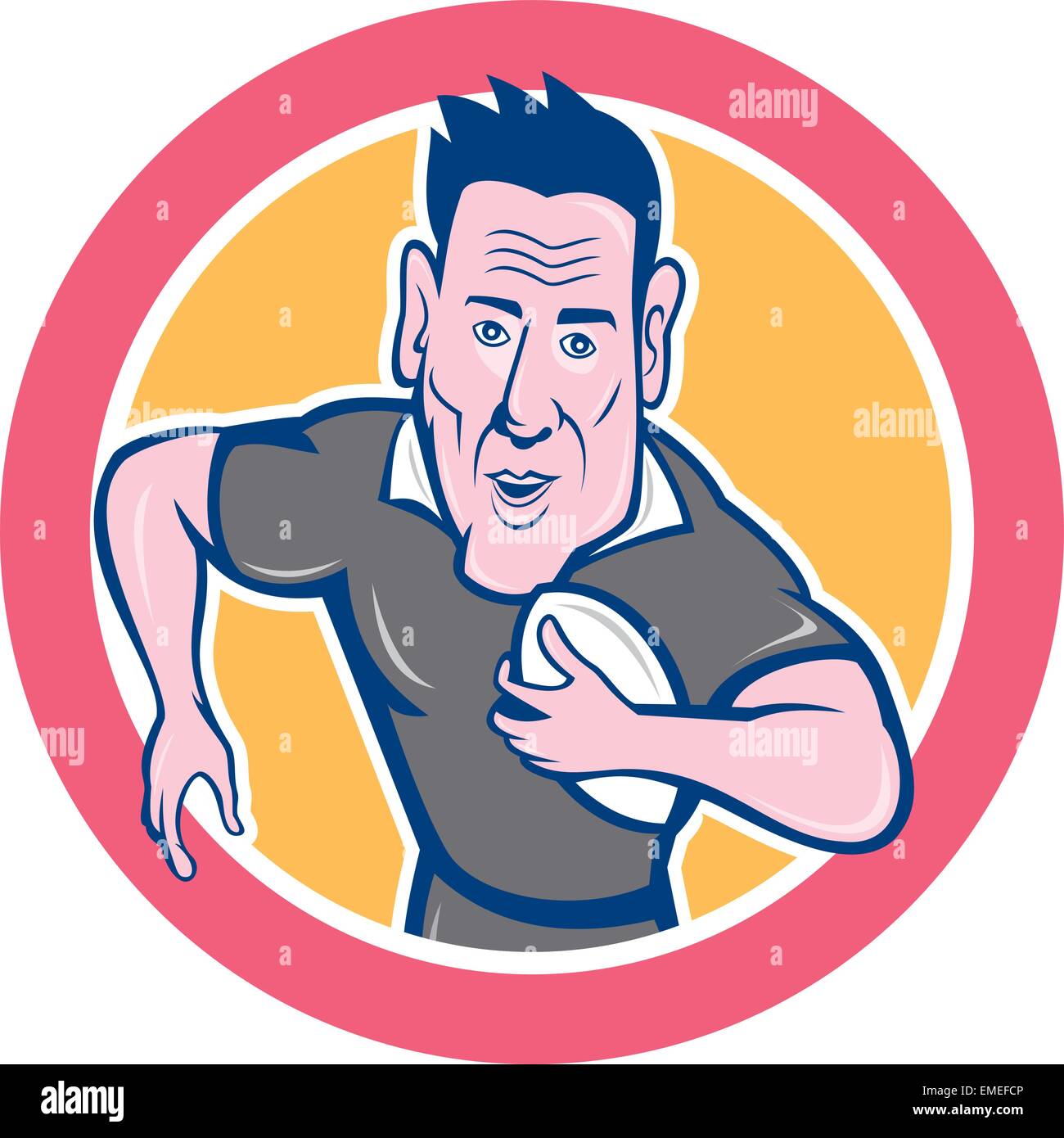Rugby Player Running Charging Circle Cartoon Stock Vector Image & Art ...