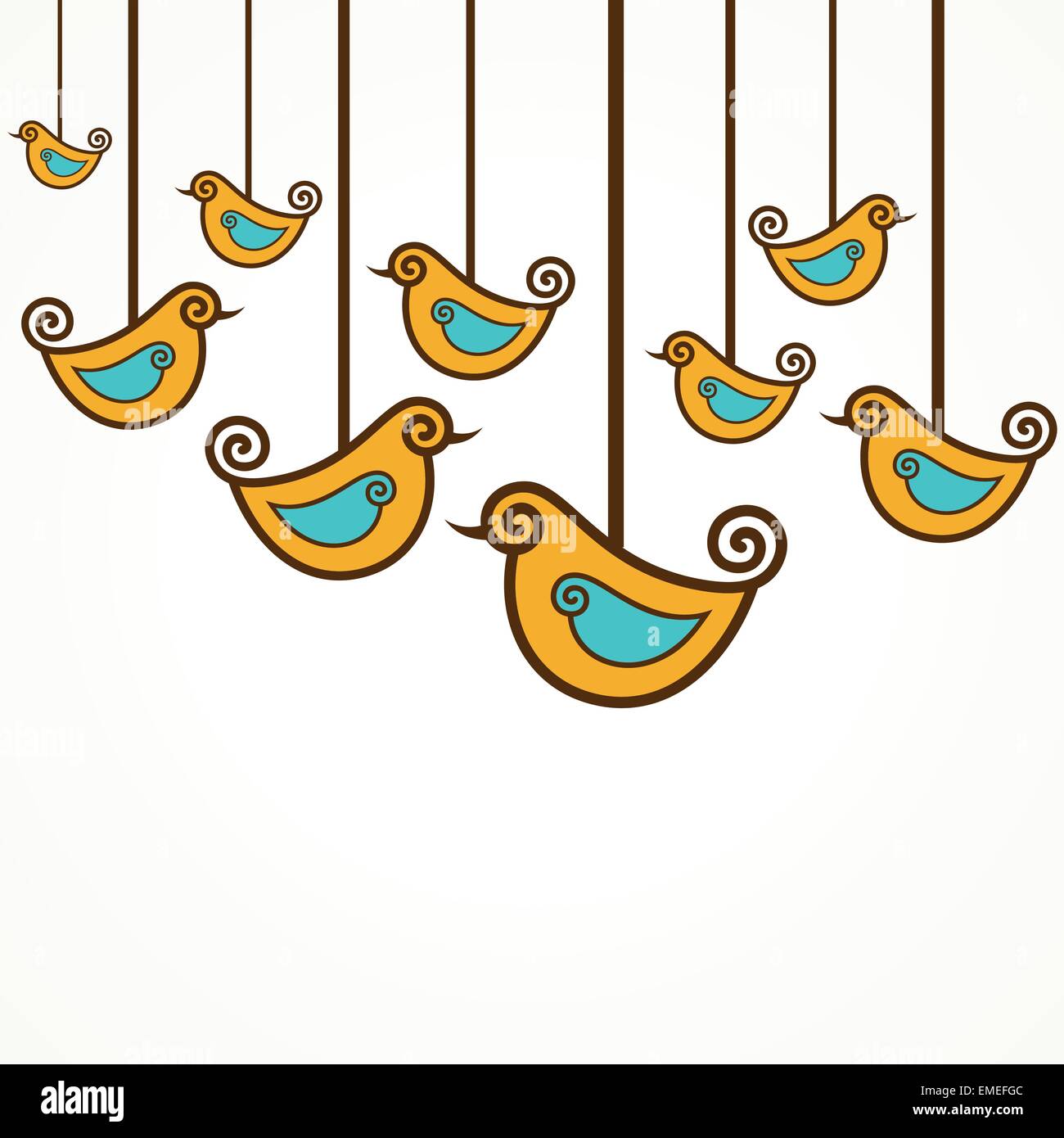 Funny yellow vector birds on the strings stock vector Stock Vector ...