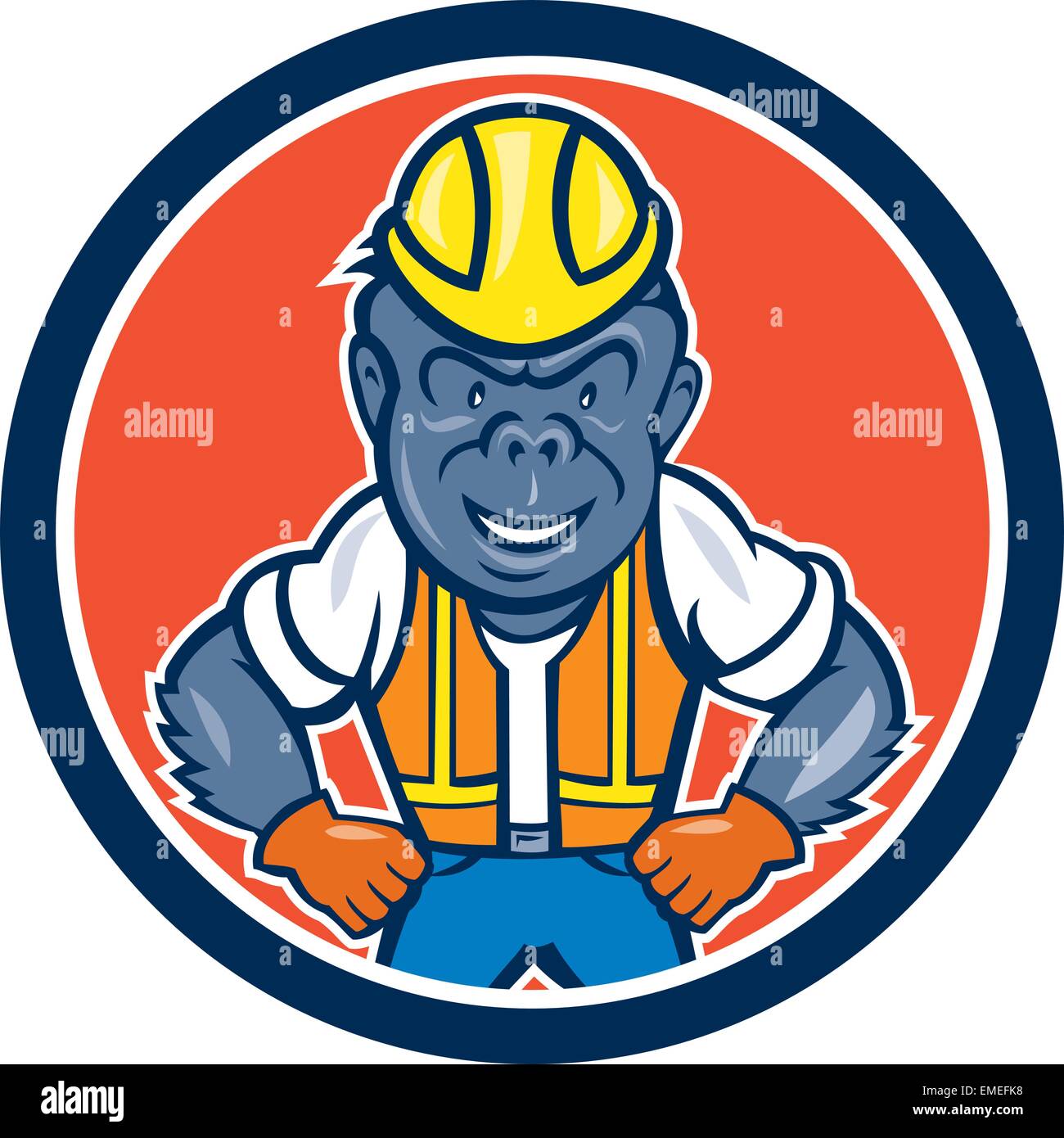Angry Gorilla Construction Worker Circle Cartoon Stock Vector Image ...