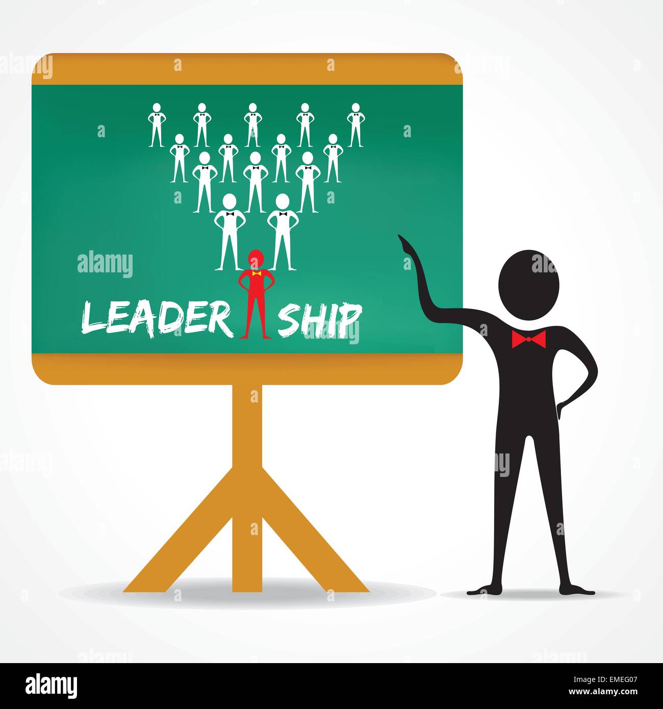 Man points to leadership concept on green board stock vector Stock ...