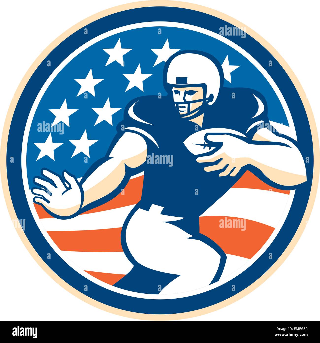American Football Running Back Fending Circle Stock Vector Image & Art ...