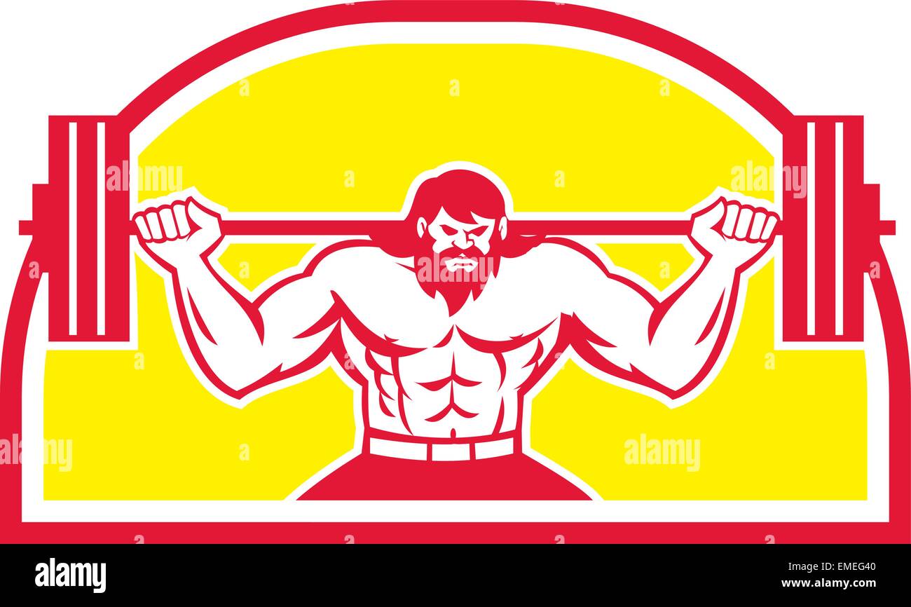 Bodybuilder Lifting Barbell Retro Stock Vector Image & Art - Alamy