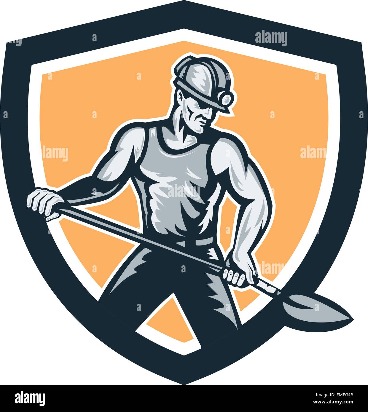 Coal Miner Hardhat Shovel Shield Retro Stock Vector Image & Art - Alamy