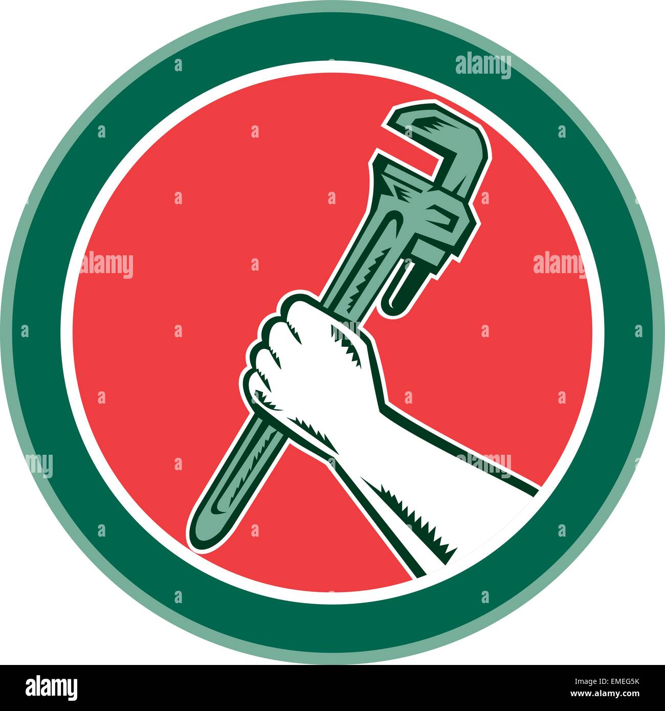 Hand Holding Adjustable Wrench Circle Woodcut Stock Vector Image & Art ...
