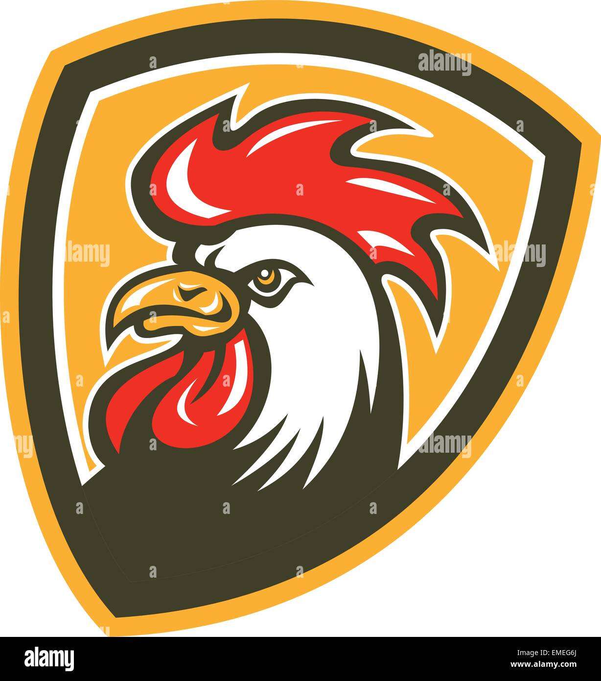 Chicken Rooster Head Mascot Shield Retro Stock Vector Image & Art - Alamy