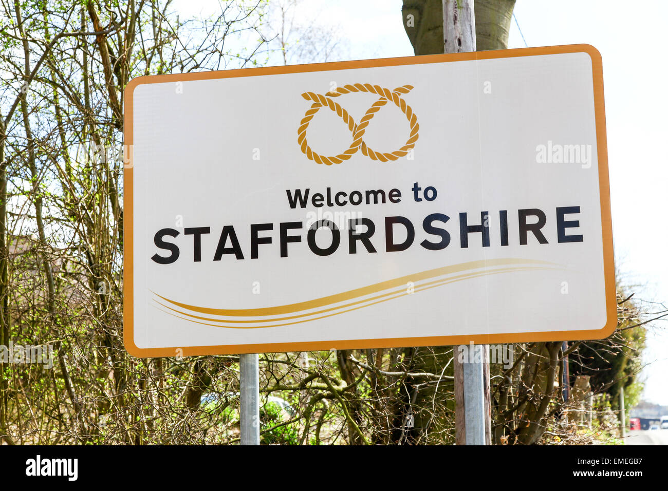 A welcome to Staffordshire sign, with a Staffordshire knot, on the ...