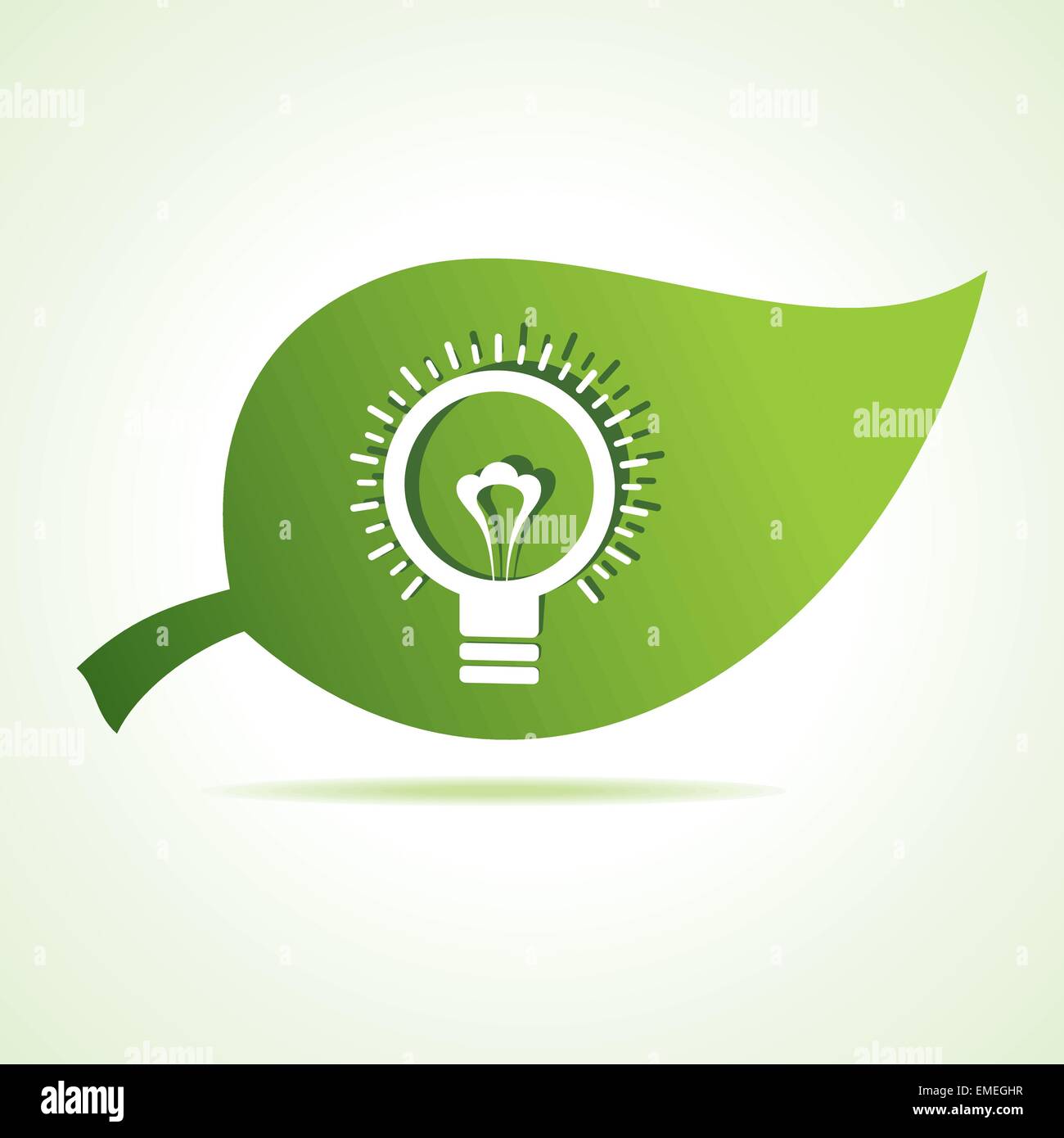 Green light bulb leaf icon Stock Vector Images - Alamy