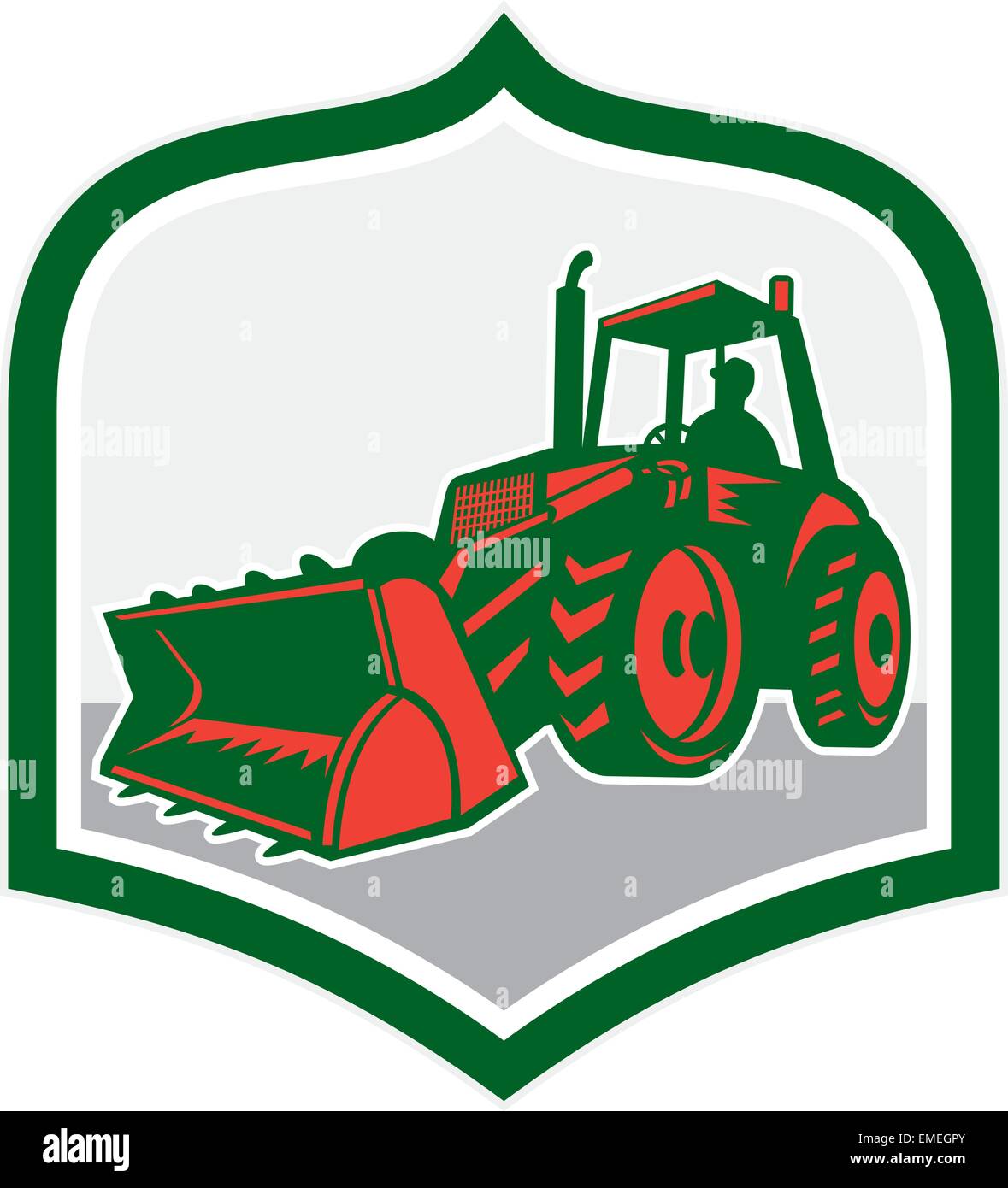 Mechanical Digger Excavator Shield Retro Stock Vector Image & Art - Alamy