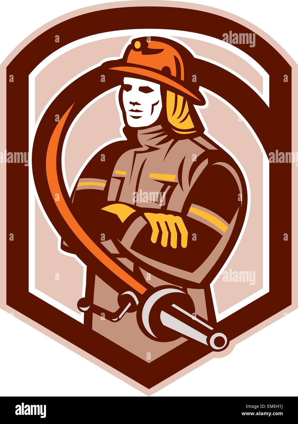 Fireman Firefighter Folding Arms Shield Retro Stock Vector Image & Art ...