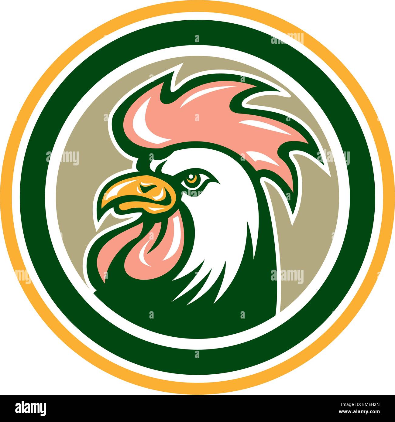 Chicken Rooster Head Mascot Circle Retro Stock Vector Image & Art - Alamy