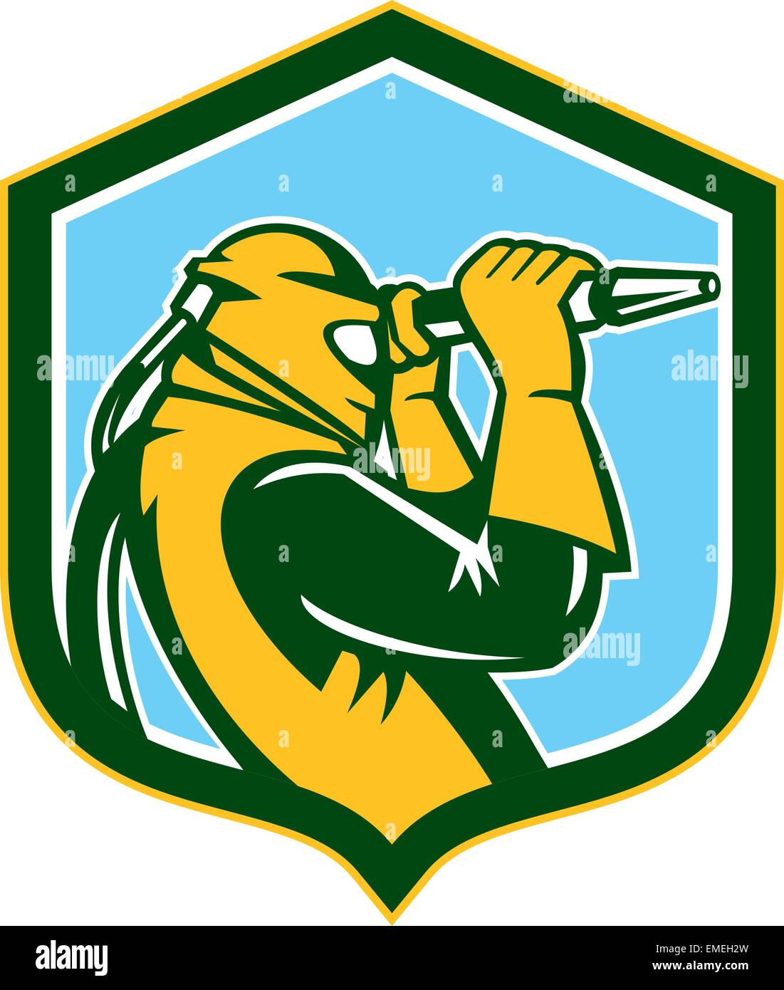 Sandblaster Sandblasting Hose Shield Retro Stock Vector Image & Art - Alamy