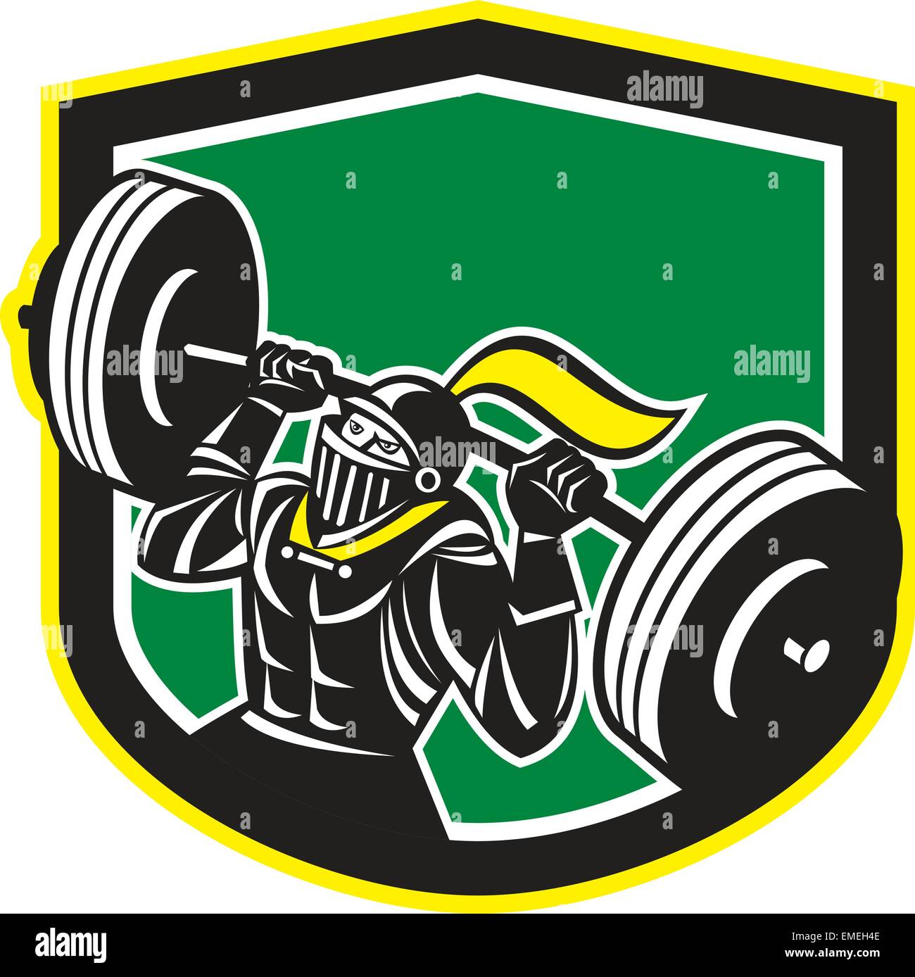 Black Knight Lifting Barbell Shield Retro Stock Vector Image & Art - Alamy