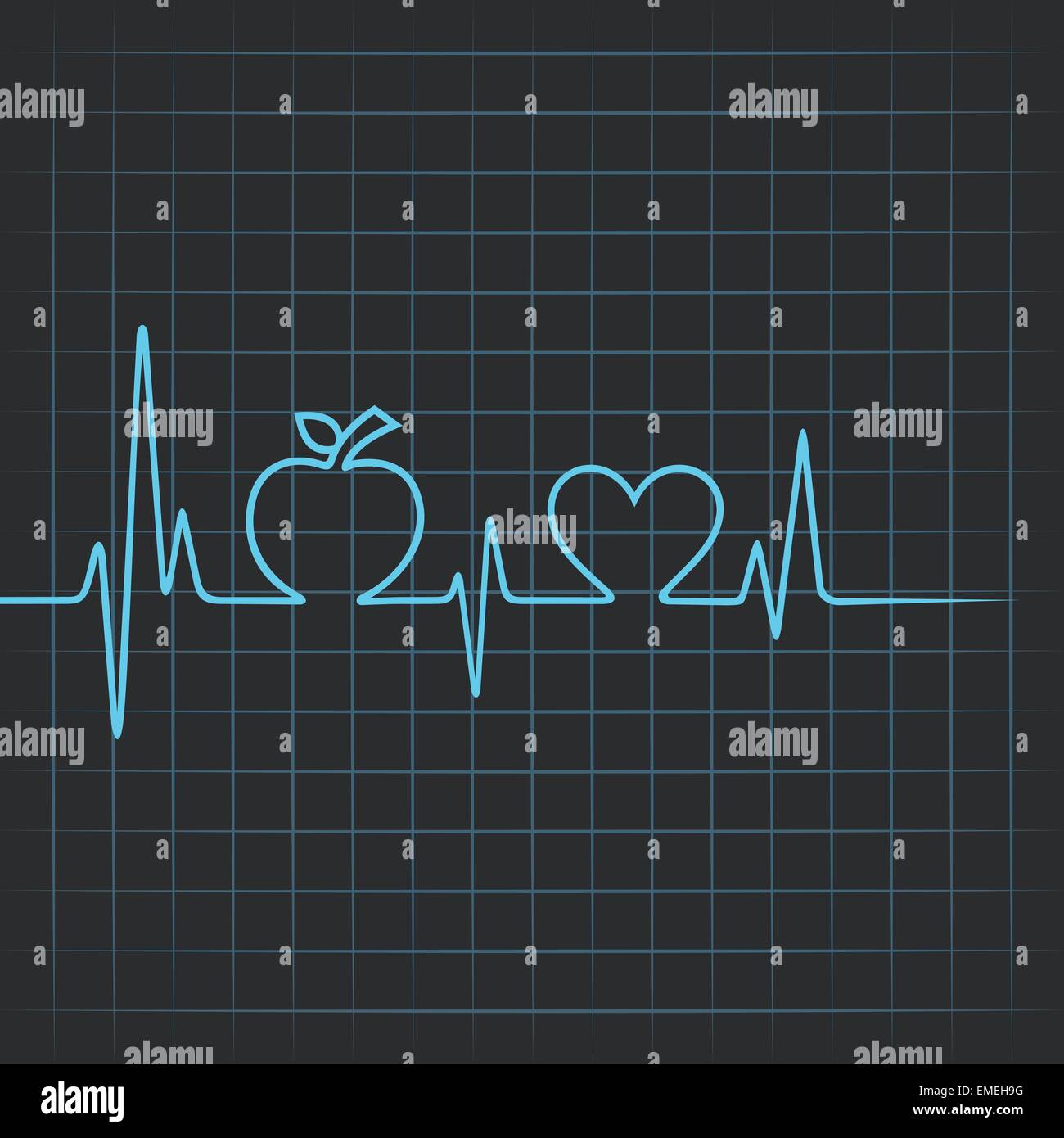 Heartbeat make apple and heart symbol Stock Vector Image & Art - Alamy