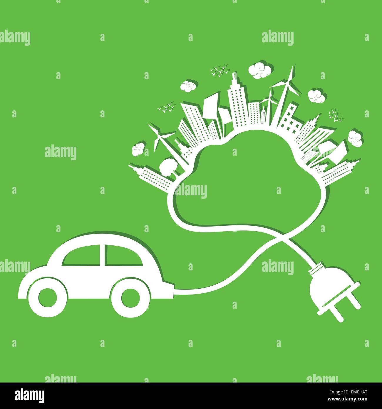 Ecology car house Stock Vector Images - Alamy