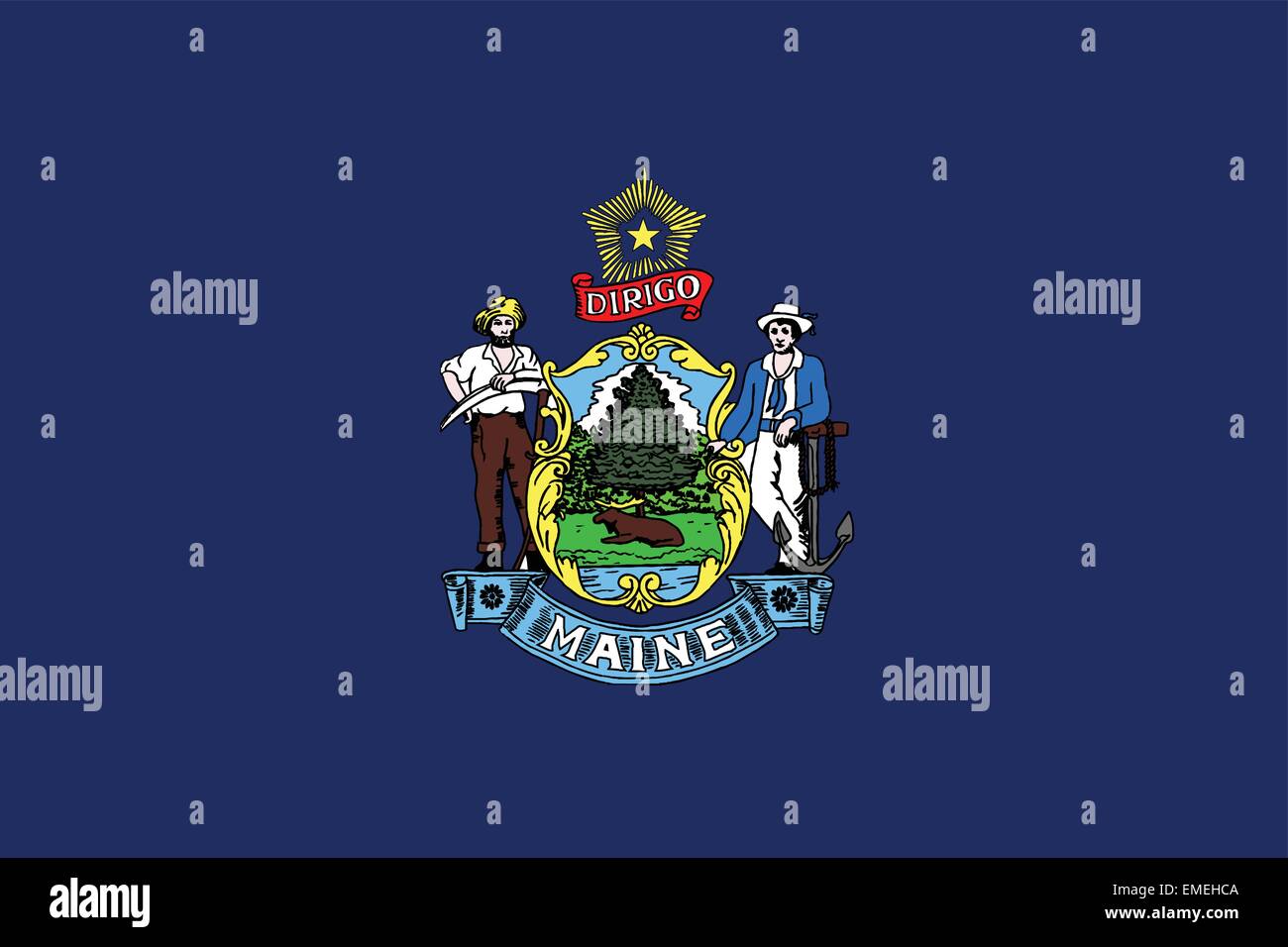 Maine State Flag Stock Vector Image & Art - Alamy