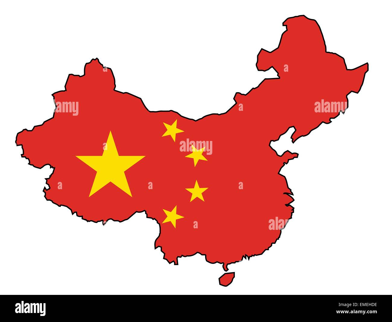 Map of china with flag vector illustration hi-res stock photography and ...