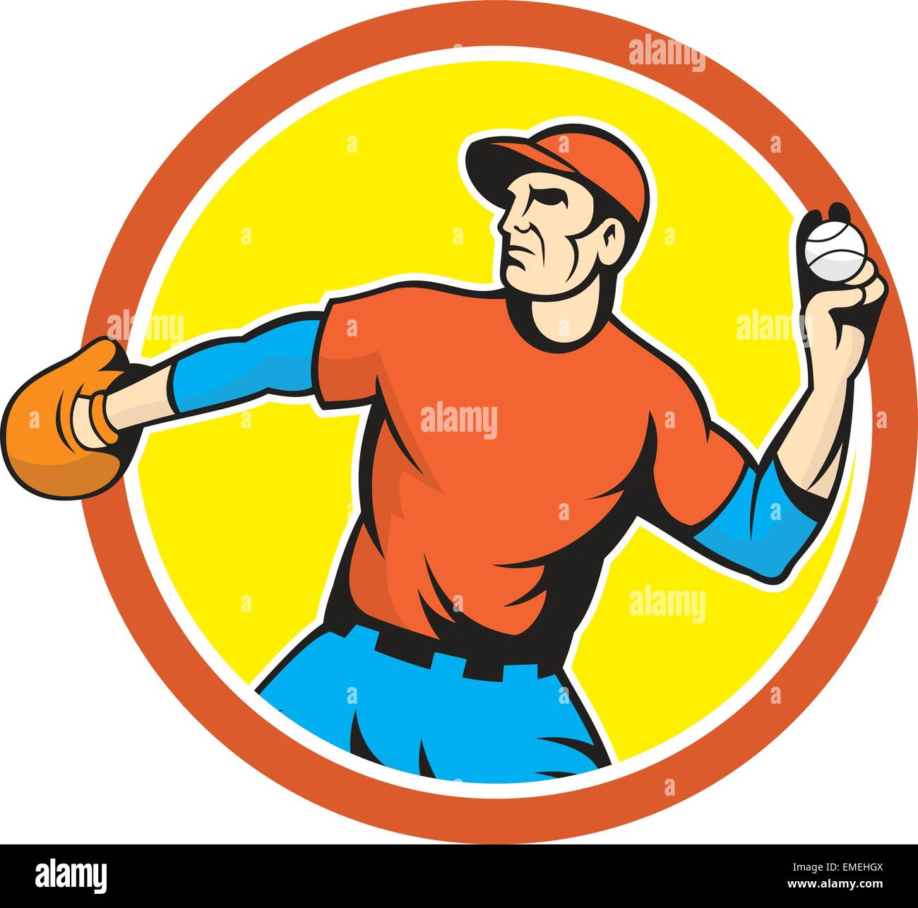 Baseball Pitcher Outfielder Throwing Ball Cartoon Stock Vector Image ...