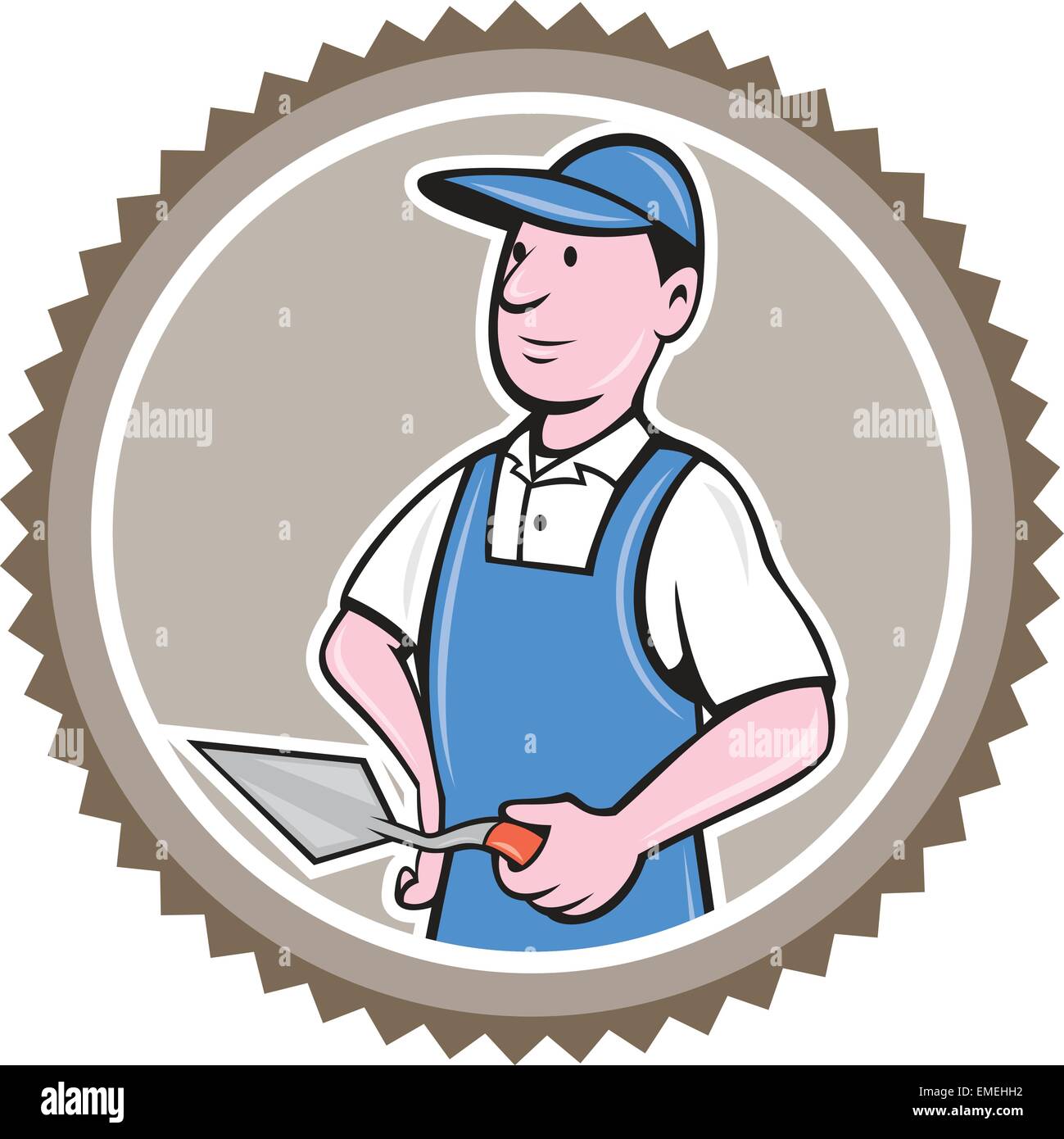 Bricklayer Mason Plasterer Rosette Cartoon Stock Vector Image & Art - Alamy
