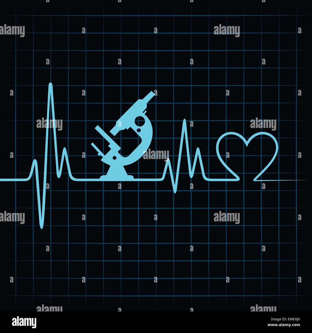 Heartbeat make a microscope and heart symbol stock vector Stock Vector ...
