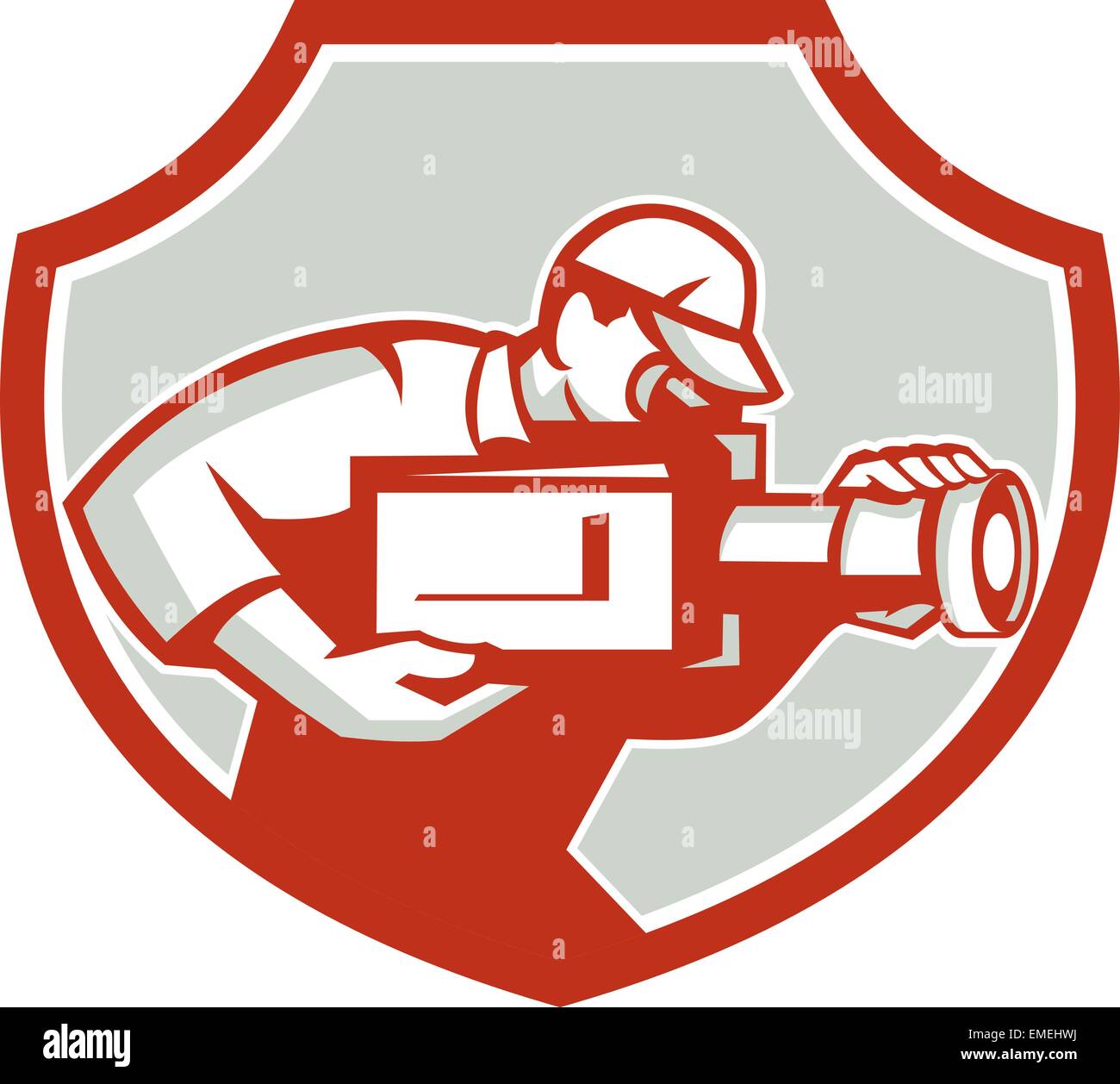 Cameraman Film Crew Camera Shield Retro Stock Vector Image & Art - Alamy