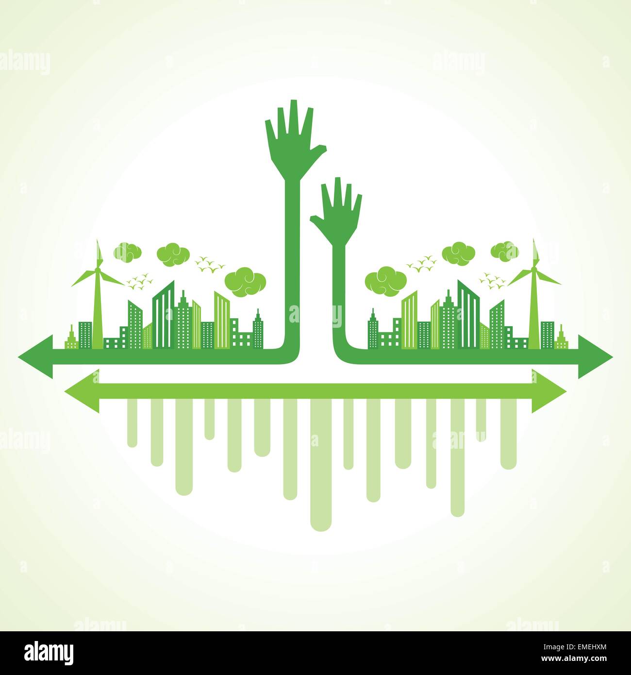 Ecology concept with helping hand - vector illustration Stock Vector ...