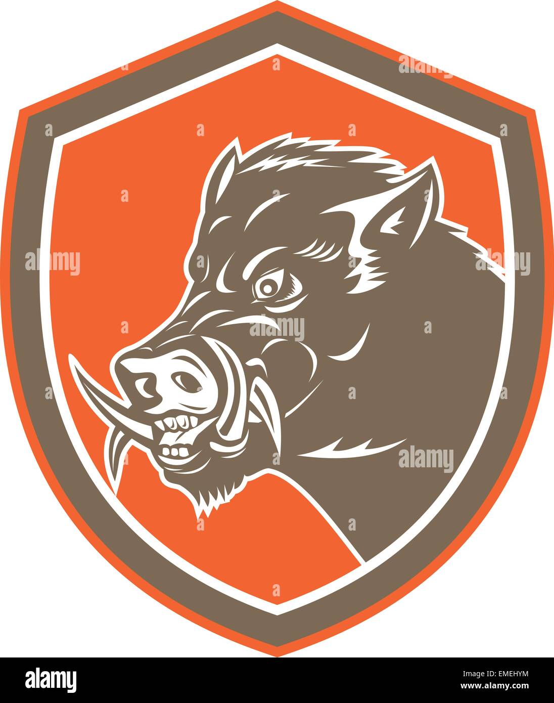Wild Boar Razorback Head Side Shield Retro Stock Vector Image & Art - Alamy