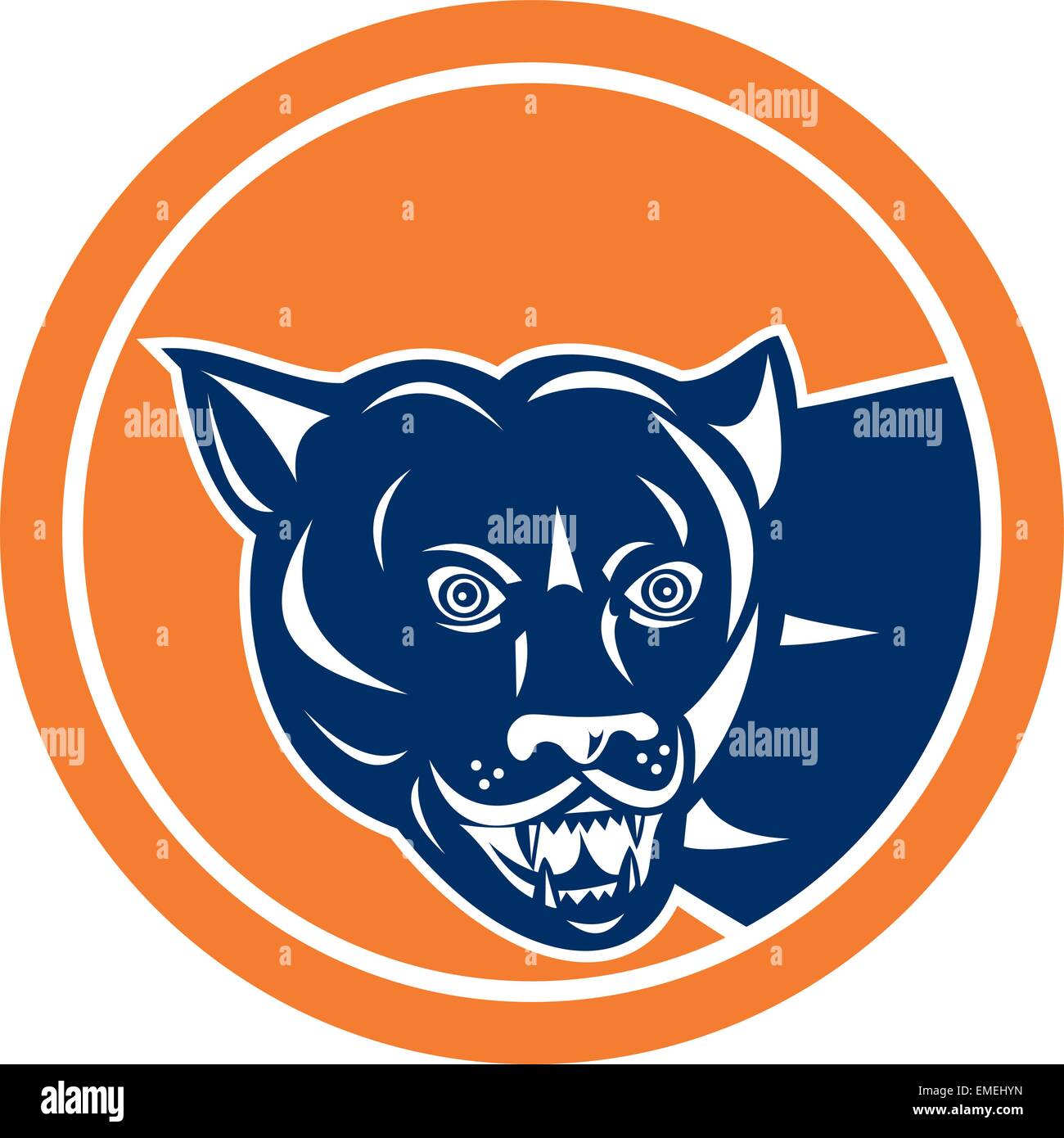Puma Mountain Lion Head Prowl Circle Retro Stock Vector Image & Art - Alamy