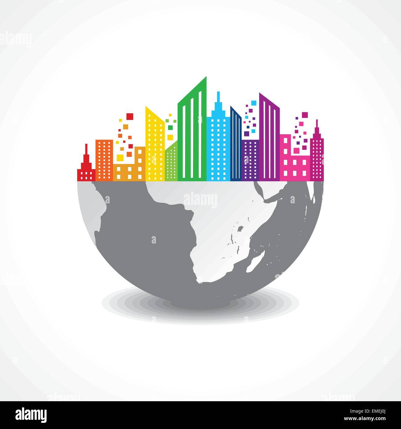 Colorful cityscape on half earth Stock Vector Image & Art - Alamy