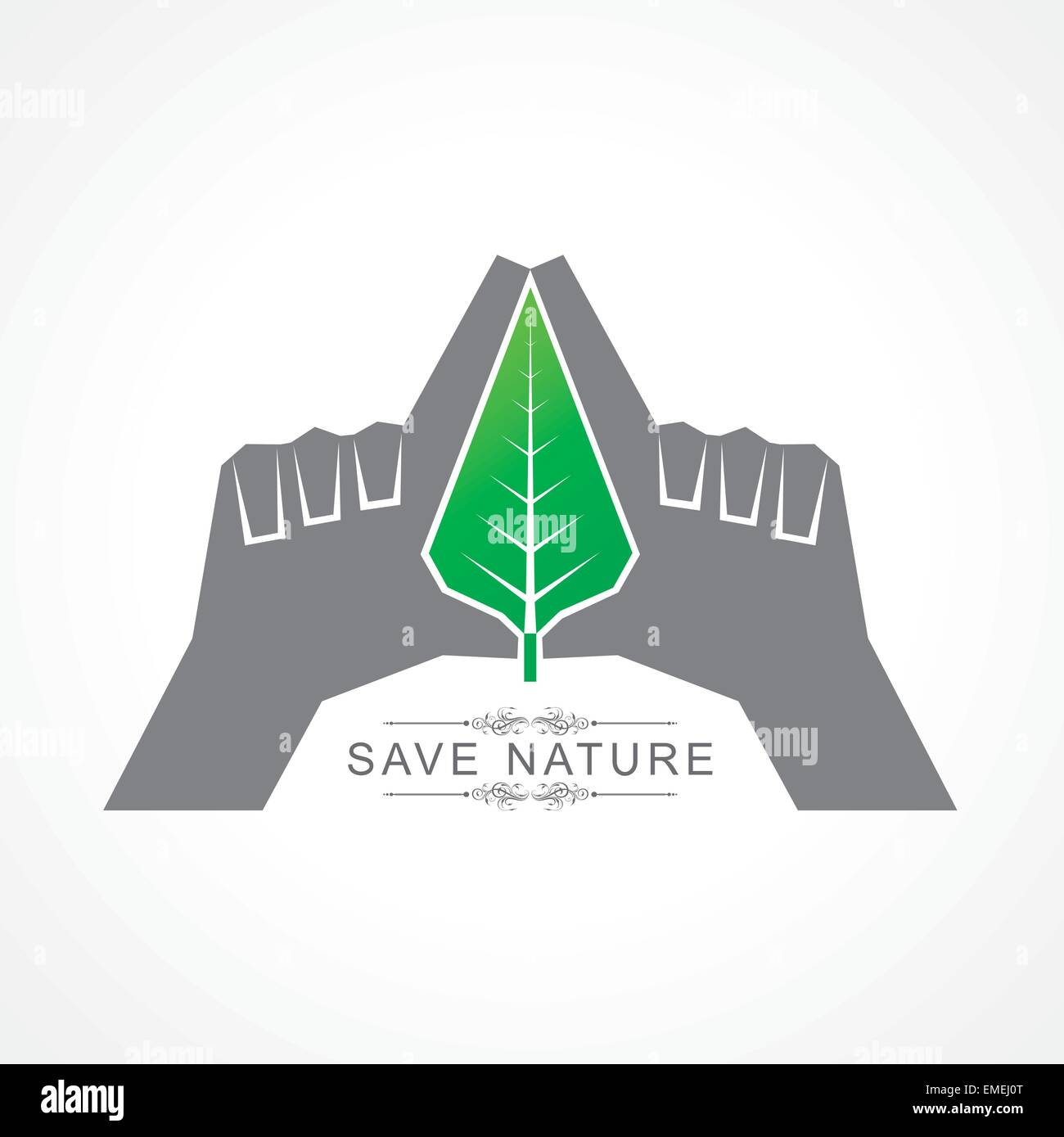 Save nature concept with leaf stock vector Stock Vector Image & Art - Alamy