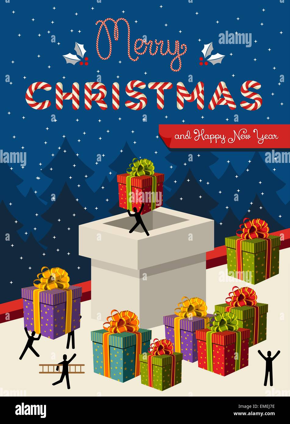 Fireplace illustration christmas card Stock Vector Images - Alamy