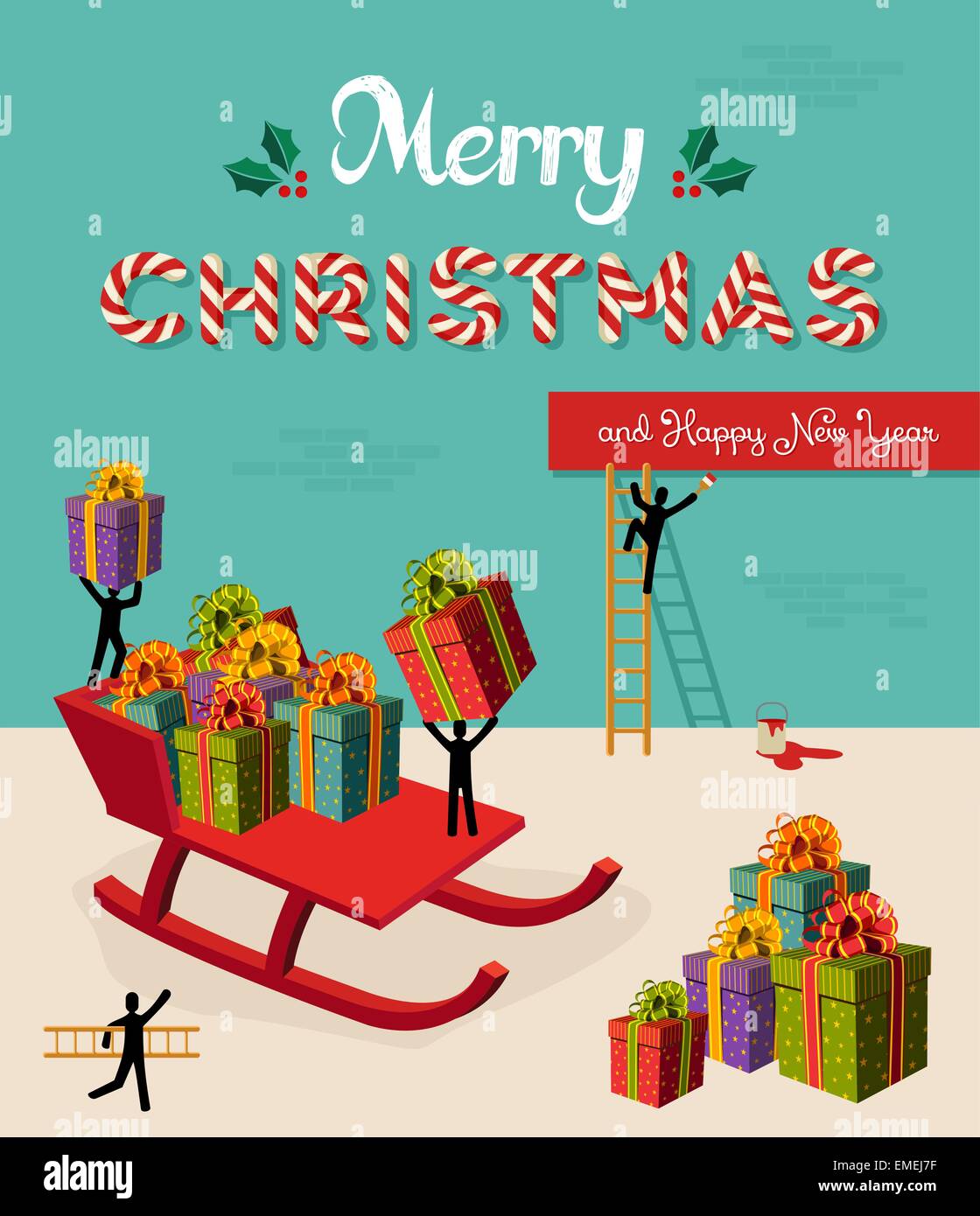 Merry Christmas creative teamwork concept illustration Stock Vector ...