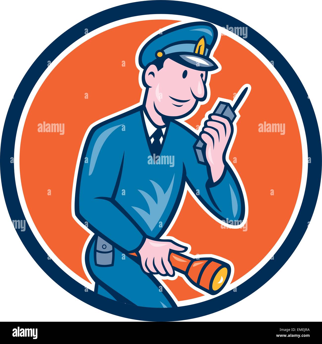 Policeman Torch Radio Circle Cartoon Stock Vector Image & Art - Alamy